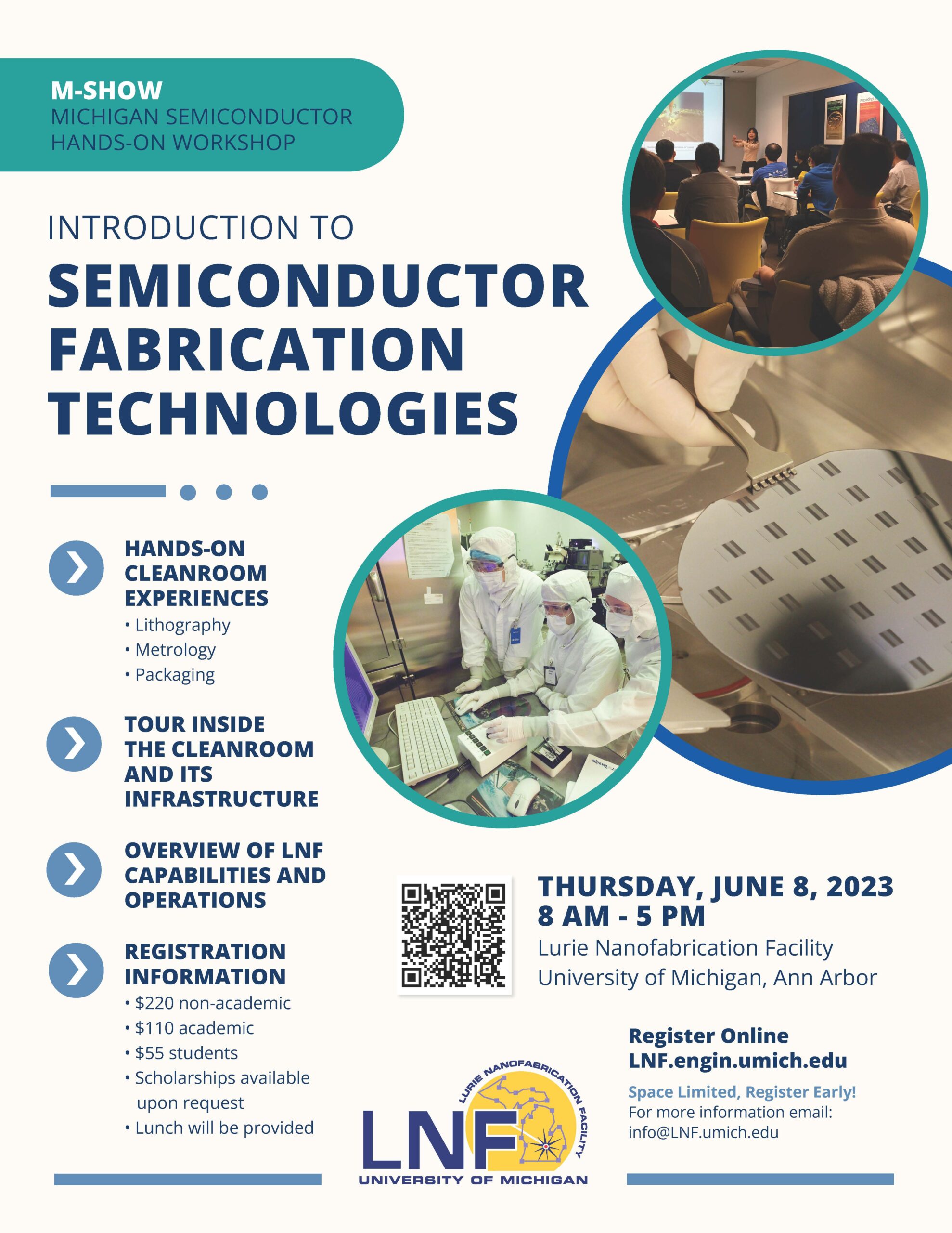 2023-06-08 M-SHOW Intro to Semiconductor Technology Workshop – Lurie Nanofabrication Facility